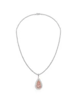 HYT JEWELRY Diamond Double Halo Pendant Necklace - Silver