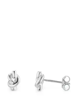 AUREE JEWELLERY Tone Knot Stud Earrings - Silver