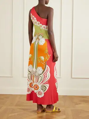 La DoubleJ Clingy Roy One-shoulder Printed Jersey Maxi Dress - Multi