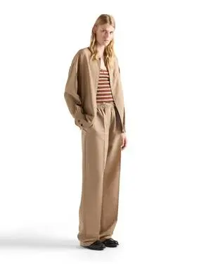 Prada Light Mohair Straight-leg Drawstring Trousers