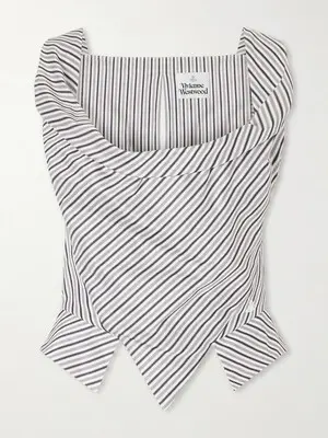 VIVIENNE WESTWOOD Sunday Asymmetric Striped Cotton-poplin Blouse - Gray