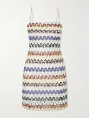 Missoni Striped Metallic Crochet-knit Mini Dress - Multi