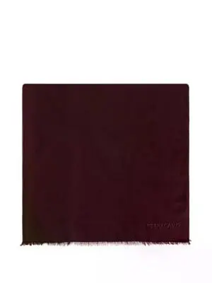 FERRAGAMO Embroidered-logo Cashmere Scarf - Red