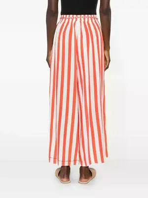 Farm Rio Striped Palazzo Pants With Fruit Embroidery