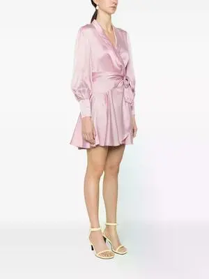 Zimmermann Long-sleeve Wrap Silk Minidress