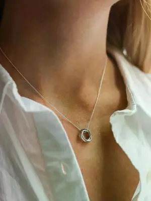 AUREE JEWELLERY Knightsbridge Russian Wedding Ring Necklace - Silver