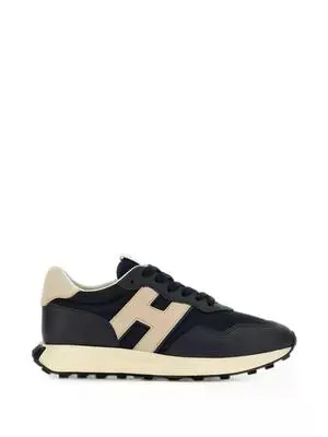 Hogan Panelled Logo Patch Lace-up Sneakers - Blue