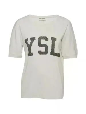 Saint Laurent Logo Print T-shirt - Neutrals