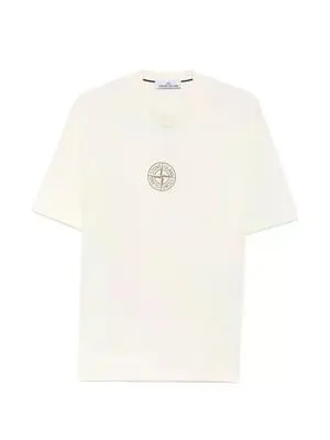 Stone Island Logo-print Cotton T-shirt - Neutrals
