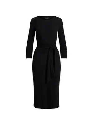 Ralph Lauren Tie-front Rib-knit Midi Dress - Black