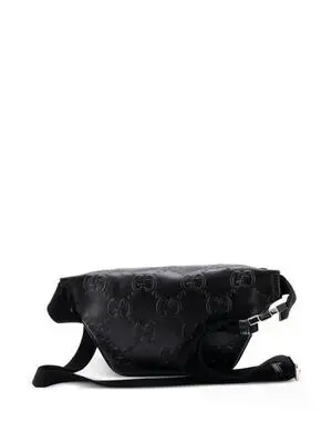 Gucci Gg Embossed Perforated Leather Belt Bag - Black