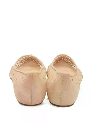 CHRISTIAN LOUBOUTIN Beige Mesh Pointed-toe Ballet Flats