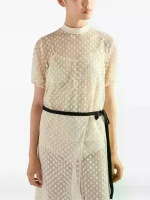 Prada Embroidered Lace Slip Dress