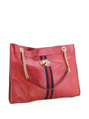 Gucci Rajah Chain Leather Large Tote Bag - Red