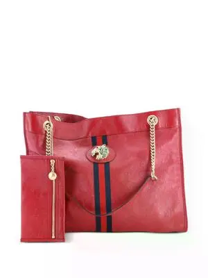 Gucci Rajah Chain Leather Large Tote Bag - Red