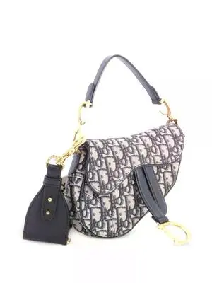 Dior Saddle Handbag With Strap Oblique Canvas Mini Shoulder Bag - Blue
