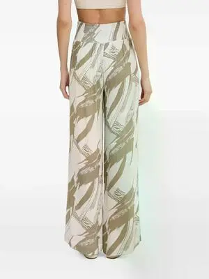 Dkny Abstract Print Smocked Waist Wide Leg Trousers