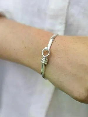 AUREE JEWELLERY Tone Rope Detail Bangle - Silver