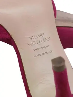 STUART WEITZMAN Suede Pointed Toe Slingback Heels - Pink
