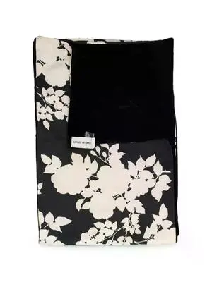 Giorgio Armani Floral-print Velvet Scarf - Black