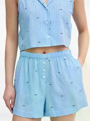 Dkny Logo-print Seersucker Pajamas - Blue