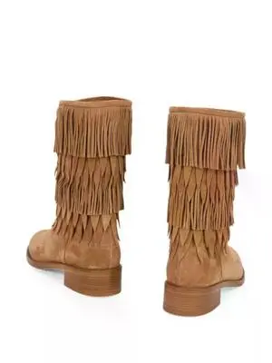 AQUAZZURA Fringed Tiered Ankle Boots