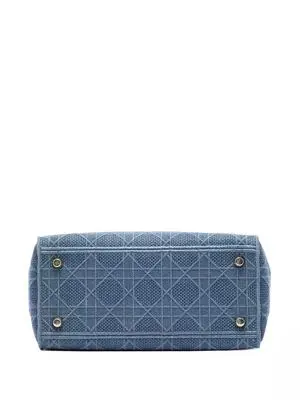 Dior 2020 Medium Canvas Cannage Lady D Lite Satchel - Blue