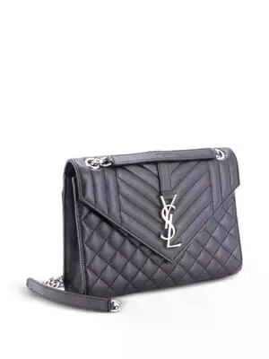Saint Laurent Monogram Envelope Satchel - Black