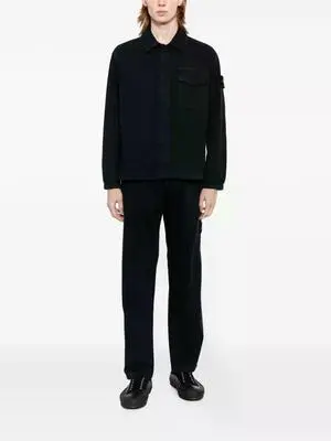 Stone Island Logo Patch Straight-leg Trousers - Black