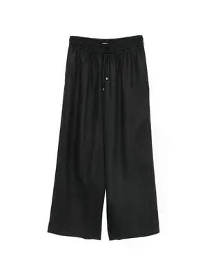 CLIPS Linen Trousers With Elasticated Waist - Black