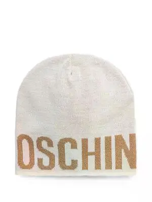 Moschino Intarsia-knit Logo Beanie Hat - Neutrals