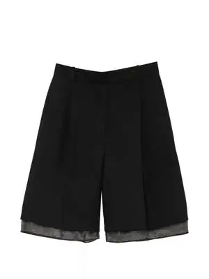 RÓHE Layered Hem Pleated Wool Shorts - Black