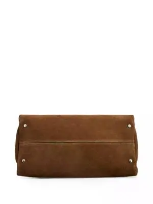 TOD'S Suede Tote Bag With T Timeless Detail - Brown