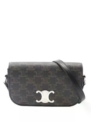 Celine Triomphe Coated Canvas Crossbody Bag - Black