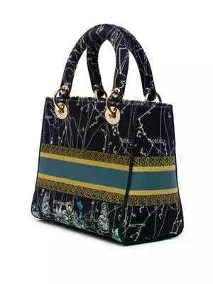 Dior Medium Embroidered Canvas Lady D-lite Satchel - Blue