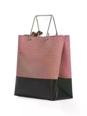 Marni Checked Tote Bag With Metal Handle