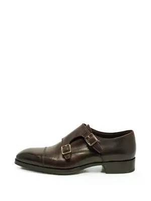 TOM FORD Elkan Leather Monk Shoes - Brown