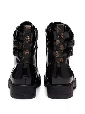 Guess Wanda Buckled Mesh-strap Ankle Boots - Black