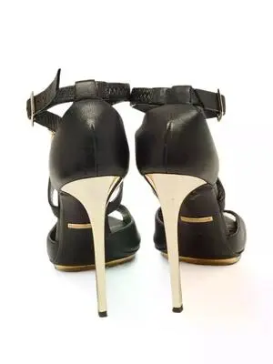 Roberto Cavalli Leather Embellished Stiletto Sandals - Black