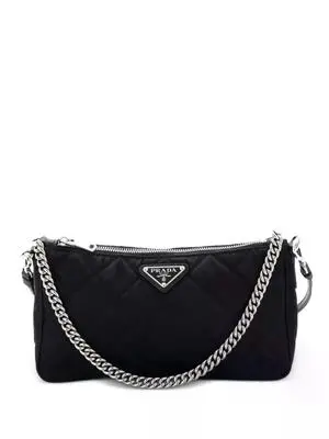 Prada Quilted Tessuto Chain Zip Shoulder Bag - Black