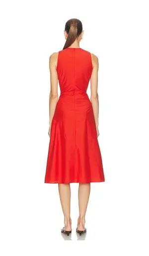 Theory Ruched Tank Midi Dress - Red