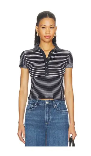 Rag & Bone Knit Button Stripe Polo Tee