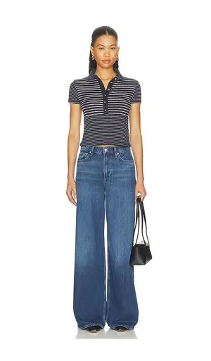 Rag & Bone Knit Button Stripe Polo Tee