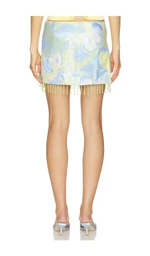 RUNAWAY THE LABEL Sequin Mini Skirt With Beaded Fringe