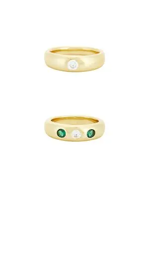 MEGA Emerald And Clear Cubic Zirconia Pinky Ring Set