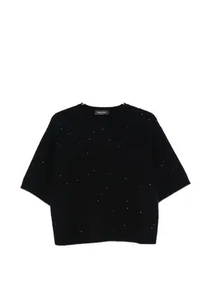 Fabiana Filippi Black Sequin Embellished Knit Sweater - Blue