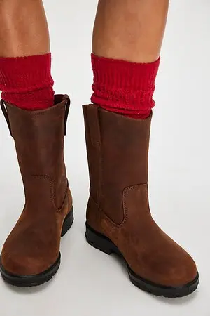 Blundstone Waxed Nubuck Leather Rigger Boots - Teak