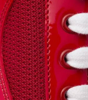 Prada America's Cup Patent Leather-mesh Lace-up Sneakers - Red