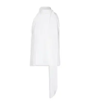 Max Mara Silk Tie Neck Blouse - White
