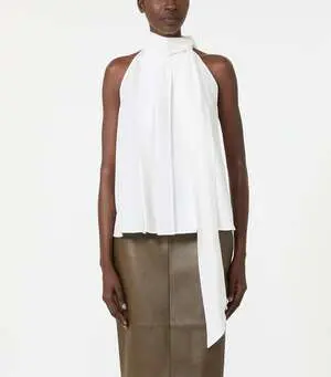 Max Mara Silk Tie Neck Blouse - White